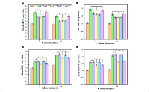 Qrt Pcr Analysis Of Runx2 A Col I B Opn C And Bmp 2 D In