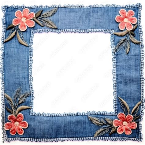 Cute Hand Embroidered Frame Border Design Illustration Picture Stock