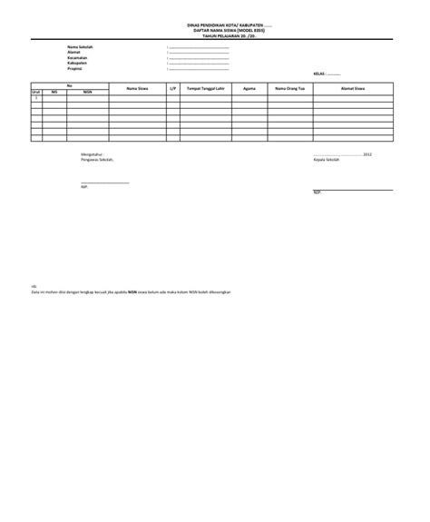 Format Data Siswa Model 8355 Tukang Ketik Pdf