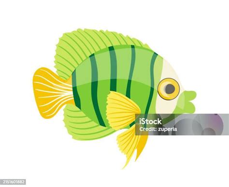 녹색 바다 물고기 마스코트 깊은 물 주민 벡터 일러스트 레이 션 흰색 배경에 고립 된 귀여운에 대한 스톡 벡터 아트 및 기타 이미지 귀여운 깊은 녹색 Istock