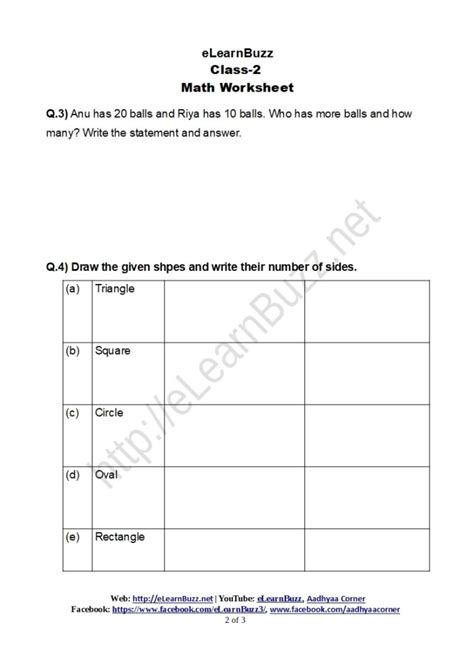 Math Activity For Grade 2 Worksheets Pdf