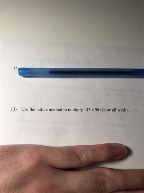 solved 13 use the lattice method to multiply 143 x 96 show