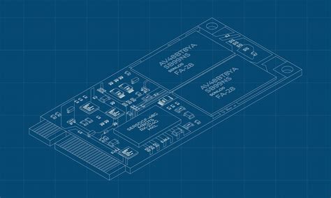 Isometric Solid State Drive Blueprint Drive Ssd Storage Illustration