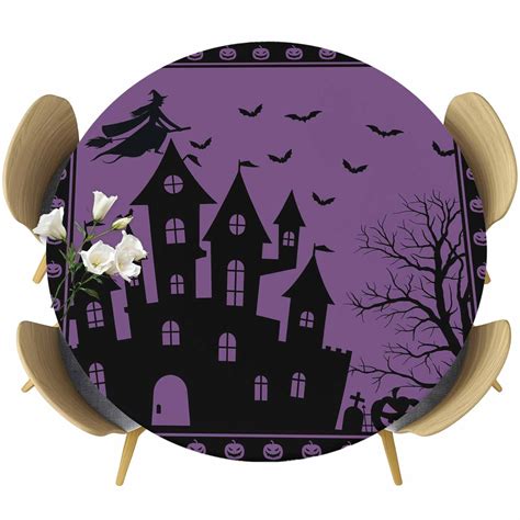 Halloween Round Tablecloth 55 60 Inch Round Fitted Table Cloth With