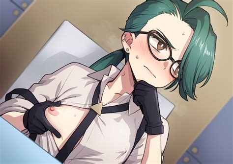 Rule 34 1girls Areolae Blush Blush Lines Breasts Breasts Out Clavicle Dress Shirt Earrings