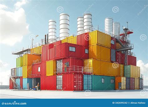Colorful Shipping Container Architecture Structure Design Stock Illustration Illustration Of