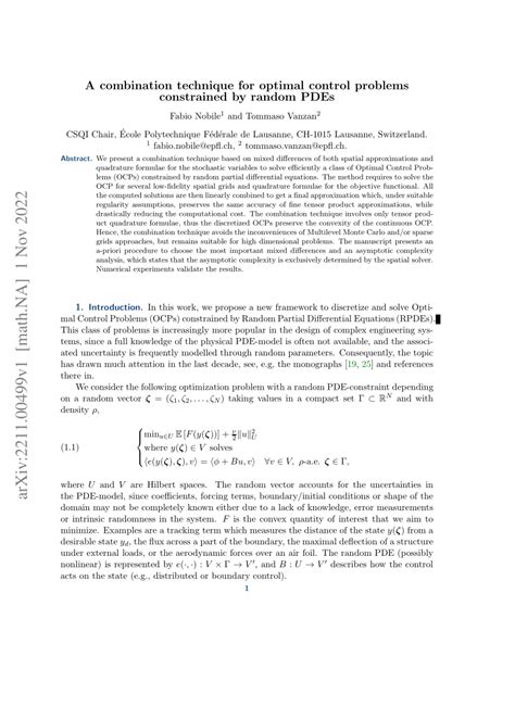 Pdf A Combination Technique For Optimal Control Problems Constrained