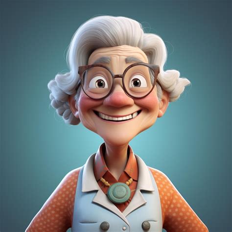 Personaje De Dibujos Animados En 3d Tía Feliz Foto Premium