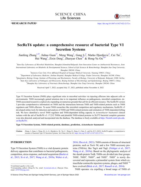 Pdf Secret6 Update A Comprehensive Resource Of Bacterial Type Vi Secretion Systems