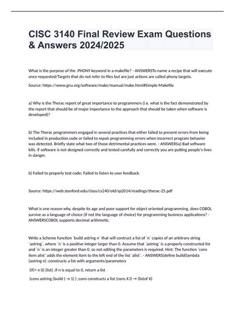 CISC Final Review Exam Questions Answers CISC