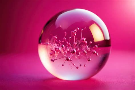 Abstract Pink Bubble Sphere Shape Design Liquid Glass Bubbles Stock