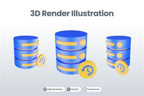 premium psd 3d render database server icon with waiting icon isolated