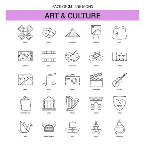 Premium Vector Art And Culture Line Icon Set 25 Dashed Outline Style