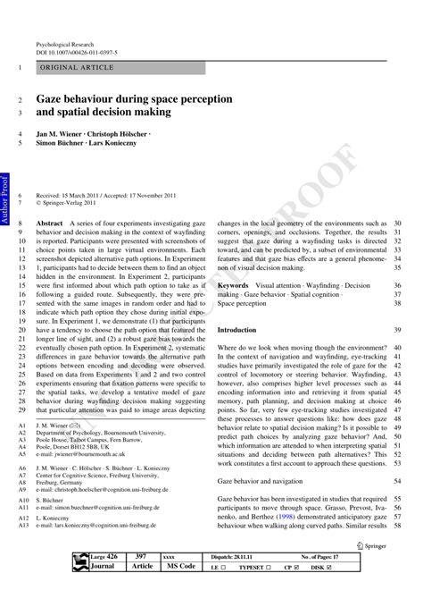 Pdf Gaze Behaviour During Space Perception And Spatial Decision Making
