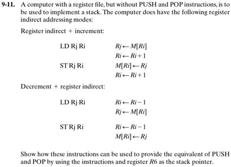 Solved A Computer With A Register File But Without Push And Pop