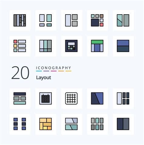 20 layout line filled color icon pack like interface collage image