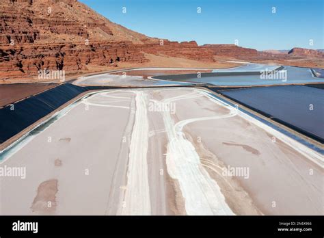 Evaporation Ponds At A Potash Mine Using A Solution Mining Method For