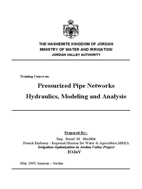 pressurized pipe networks hydraulics and modeling and analysis pdf pascal unit pump