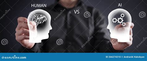 Human Head Vs Ai Human Intelligence Vs Artificial Intelligence Stock