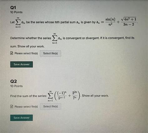 solved q1 10 points 00 let can be the series whose nth