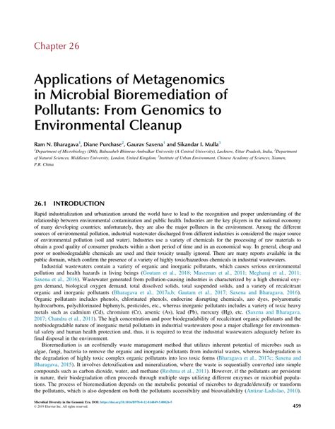 Pdf Applications Of Metagenomics In Microbial Bioremediation Of Pollutants From Genomics To