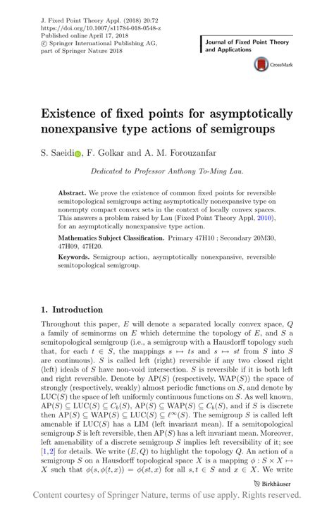 Existence Of Fixed Points For Asymptotically Nonexpansive Type Actions Of Semigroups Request Pdf