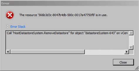 Unable To Delete Or Unmount Datastore The Resource Is In Use