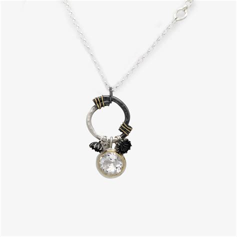 Adele Taylor Oxidised Silver Poppy Seed Heads And Quartz Drop Circle