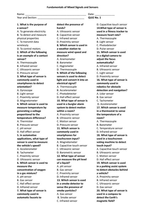 fundamentals of mixed signals and sensors quiz 1 fundamentals of