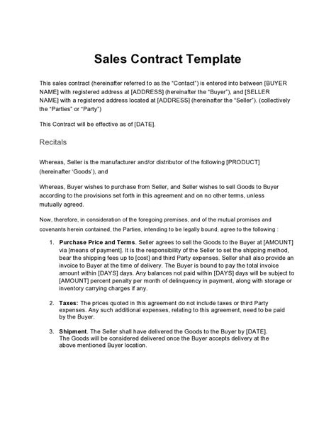》printable Sales Agreement Template