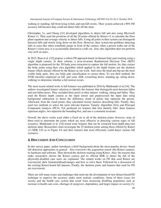 COMPUTER VISION BASED FALL DETECTION METHODS USING THE KINECT CAMERA A SURVEY PDF