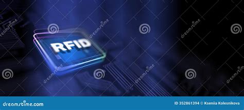 Rfid Radio Frequency Identification Wireless Id Antenna Symbol Blue Background Cartoon Vector