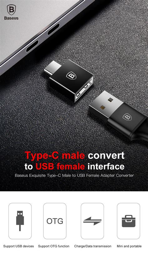 Baseus Exquisite OTG Type C Male To USB Female Adapter Converter Smartkoshk Stores