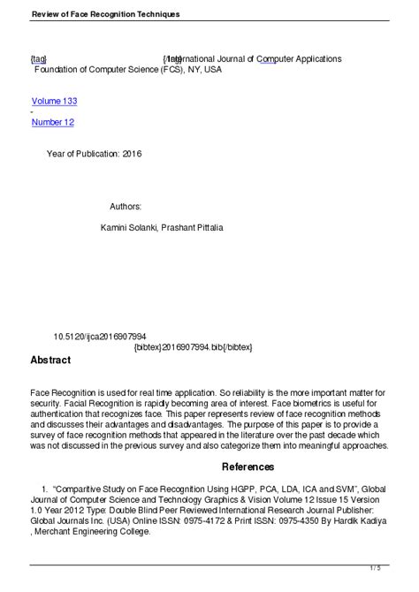 Pdf Review Of Face Recognition Techniques