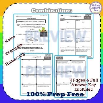 Probability Statistics Combinations Lesson Notes Homework Google Slides