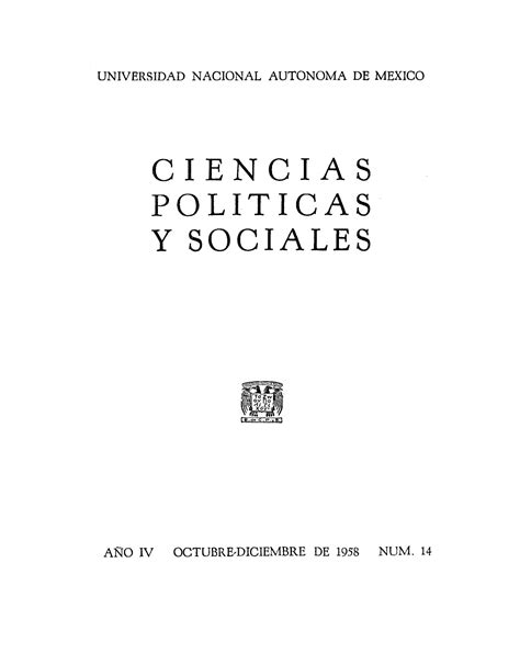 Vol 4 Núm 14 1958 Revista Mexicana De Ciencias Políticas Y Sociales