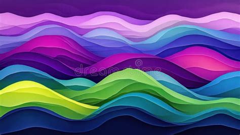 Abstract Waves In Vibrant Colors Create A Flowing Dynamic Landscape Stock Illustration