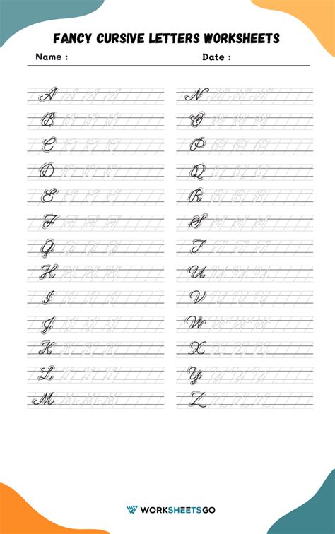 Fancy Cursive Letters Worksheets Worksheetsgo