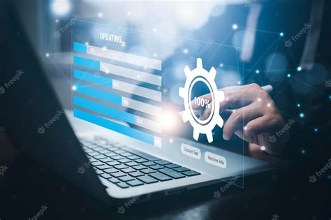 Premium Photo Business People Touch Update Software Computer Program Upgrade Business