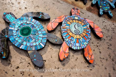 Mosaic Turtles Stained Glass Decor Agate And Clay Mosaic Tiles Crafts Turtle Wall Art Agate Tile