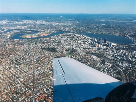 View From A Small Plane Flying Over The City Of Perth Western