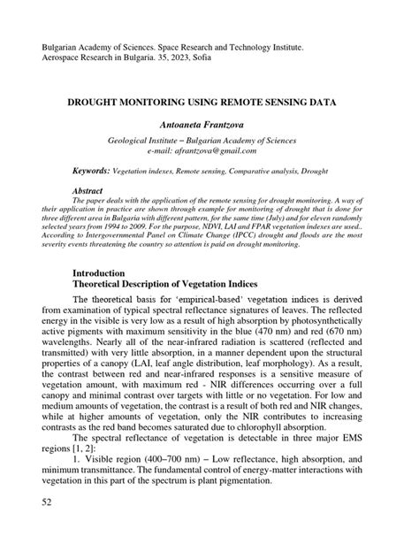 Droughtmonitoringusingremotesensing Pdf Photosynthesis Natural Environment