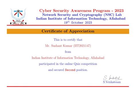 Sushant Thakur On Linkedin Cybersecurity Achievement Infosec