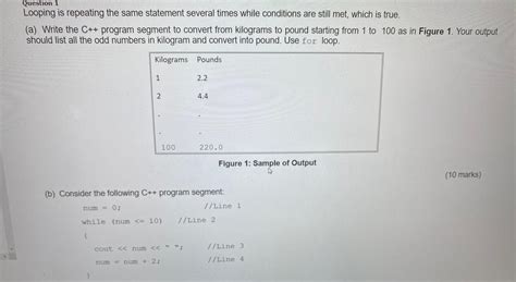 Solved Question 1 Looping Is Repeating The Same Statement