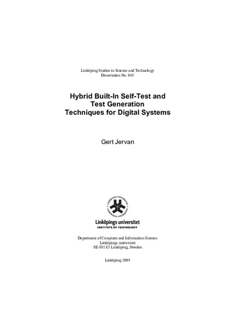 Pdf Hybrid Built In Self Test And Test Generation Techniques For
