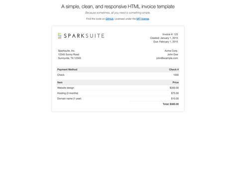Simple Html Invoice Template