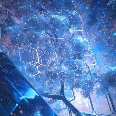 Premium Photo Futuristic Abstract Geometric Background With Glowing Hexagons And Dynamic