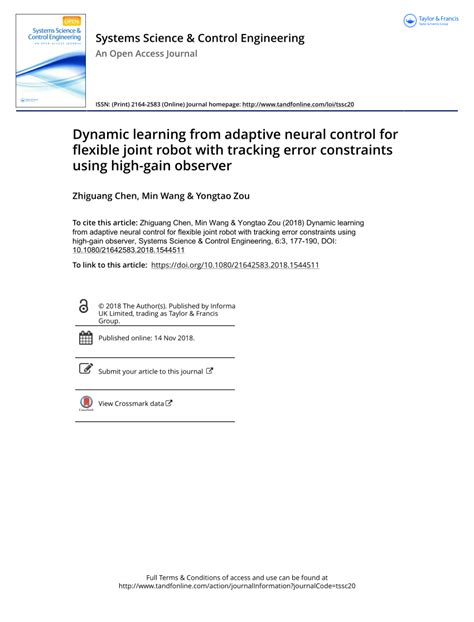 [pdf] Dynamic Learning From Adaptive Neural Control For Flexible Joint Robot With Tracking Error