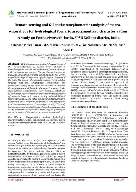 Morphometric Analysis Of Drainage Basinpptx Geography Science