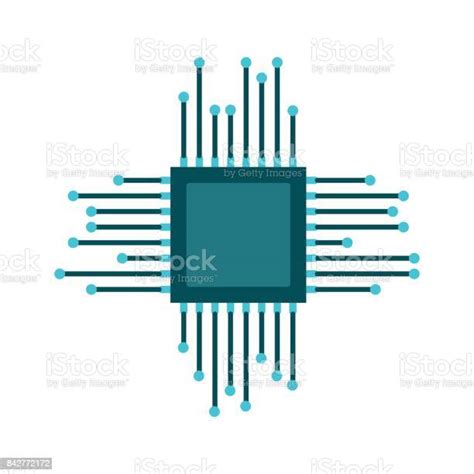 Ikon Microchip Siluet Warnawarni Pada Latar Belakang Putih Ilustrasi